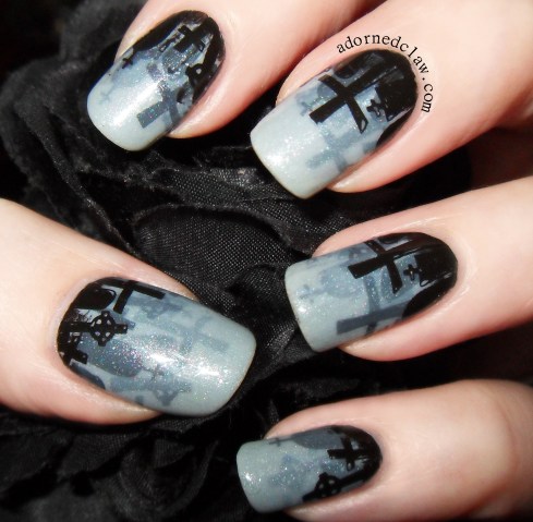 Misty Graveyard Halloween Nail Art | The Adorned Claw
