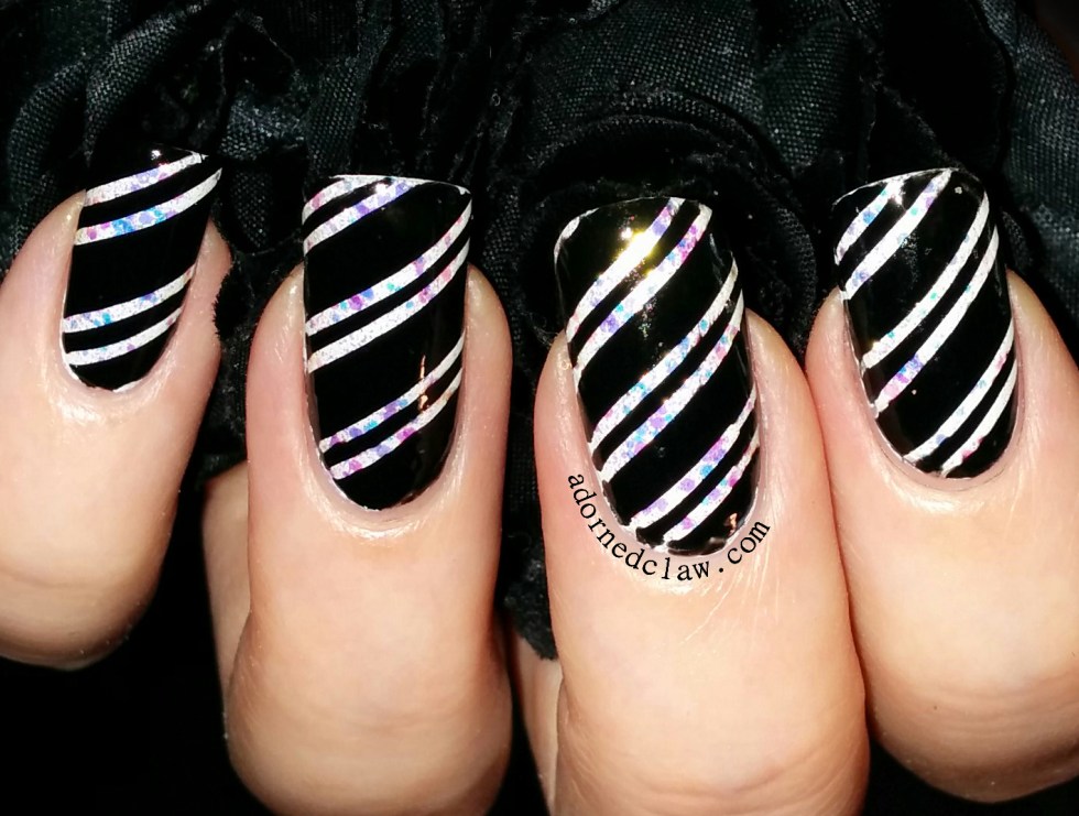 Black And White Candy Cane Nails | The Adorned Claw
