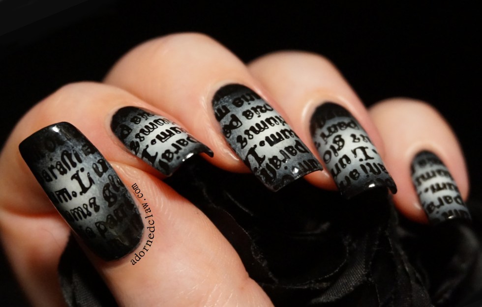 Gothic Text Nail Art | The Adorned Claw